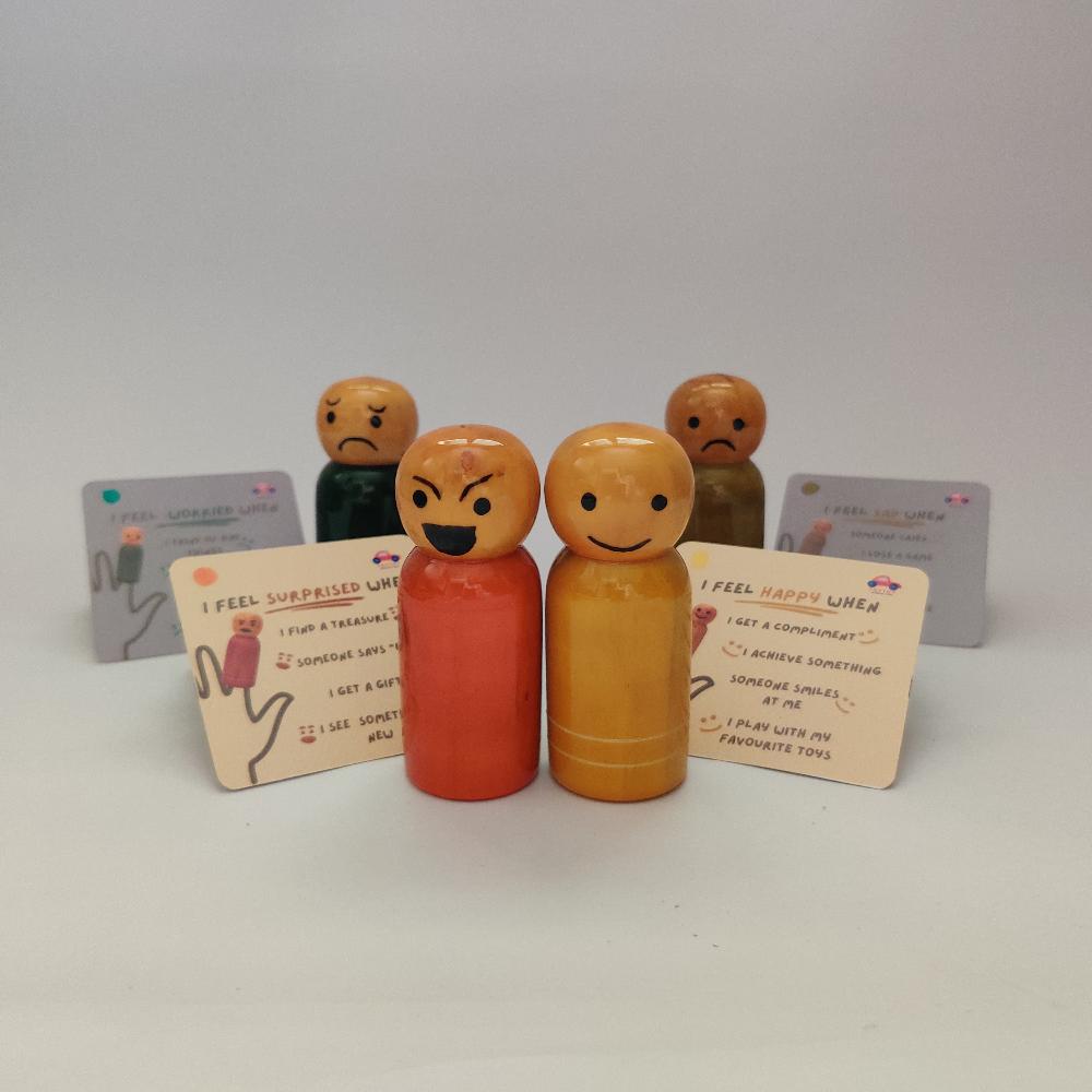 Wooden Expression Finger Puppet Dolls | Creative Play Toy for Kids ...